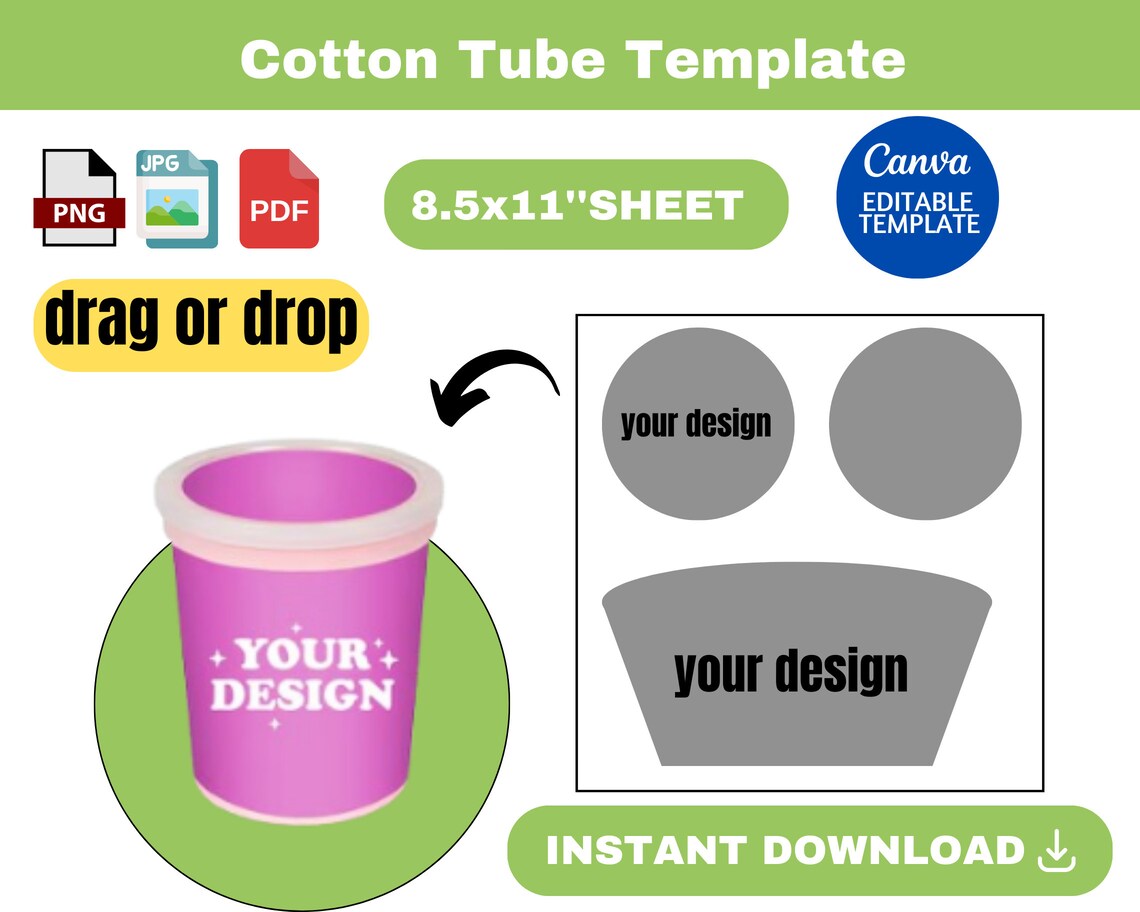 Cotton Tube Template, Cotton Candy Tub Wrapper Template, 2oz Cotton ...