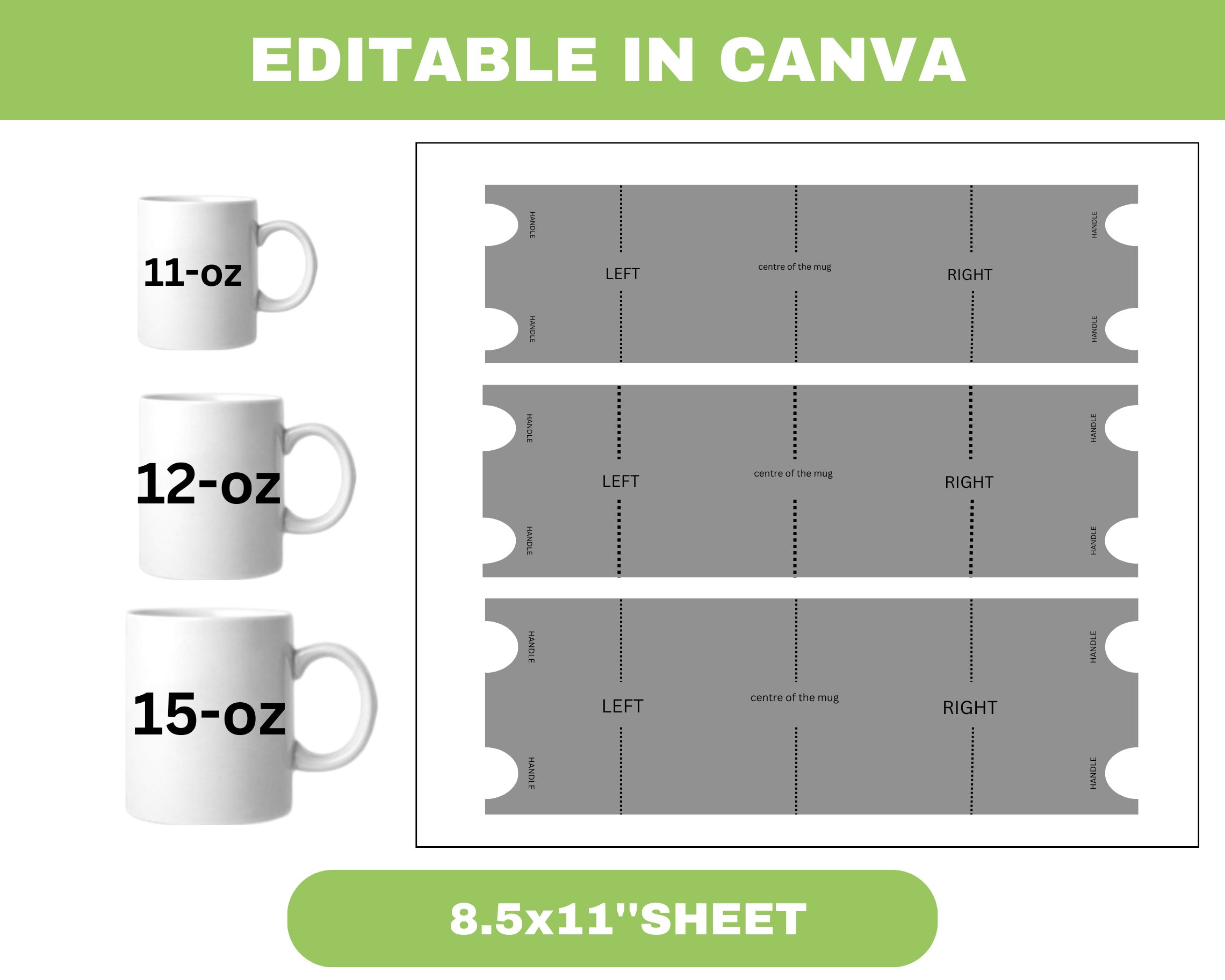 Mug Template Bundle, 11oz 12oz 15oz Mug Wrap Template, Sublimation ...