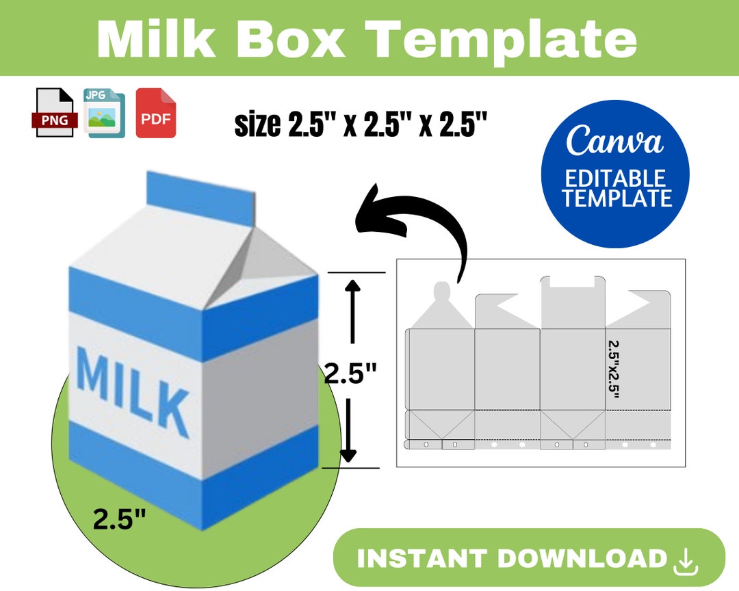Milk Box Template, Milk Box SVG, Milk Carton Template, Box Template ...