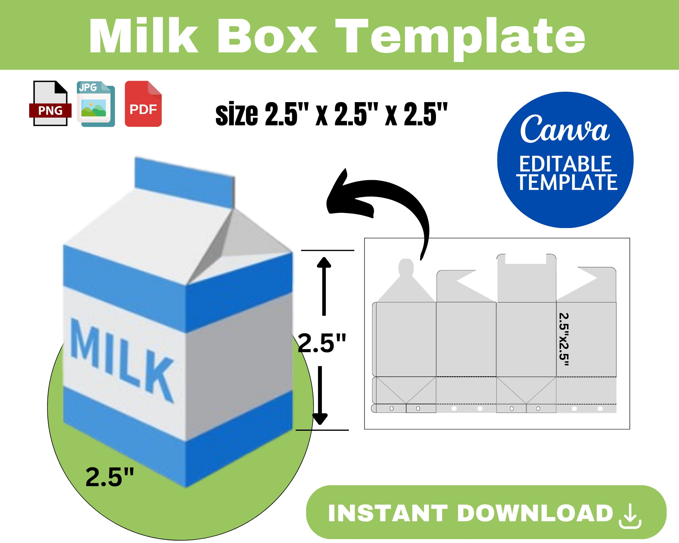 Milk Box Template, Milk Box SVG, Milk Carton Template, Box Template ...