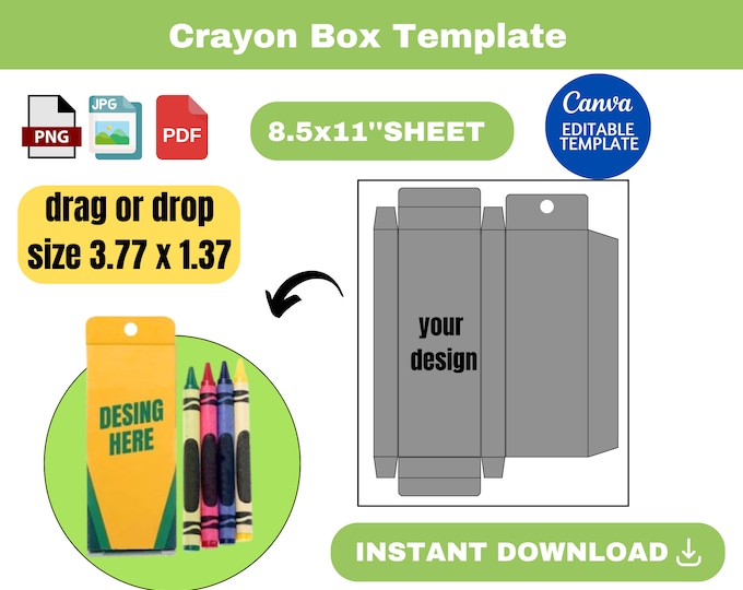 Crayon Box SVG Template, Wax Crayon Box Template, Crayon Favor Box ...