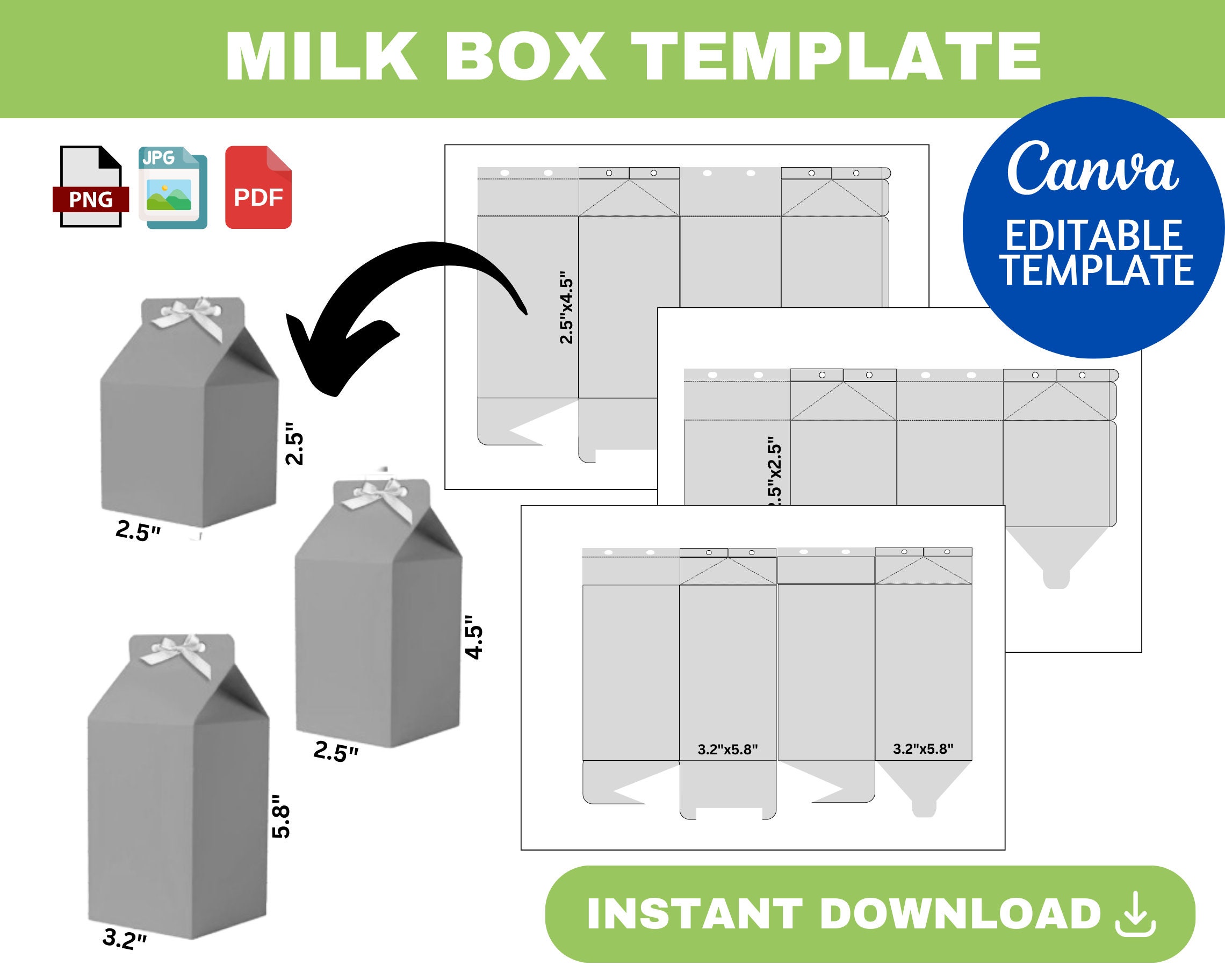 Milk Box Template Bundle, Milk Box Svg, Milk Favor Box Svg, Gift Box ...
