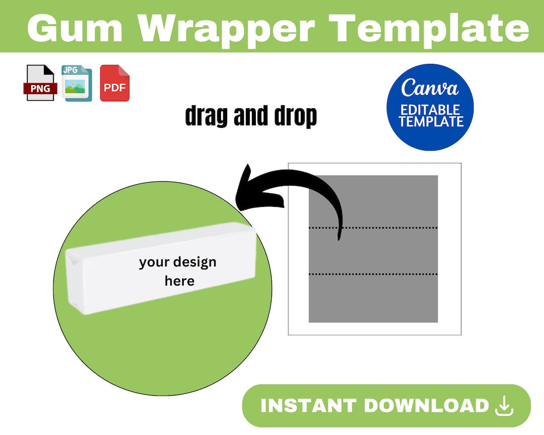 Gum Wrappe Template, Wrapper Template SVG, Party Favor Label, Gum ...
