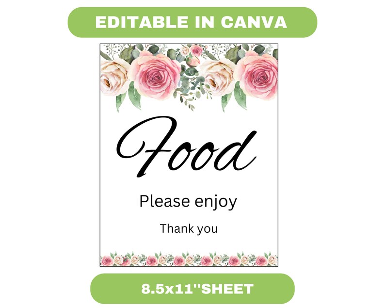 Food Sign, Food Sign Template, Food Sign Printable, Enjoy Food Sign ...