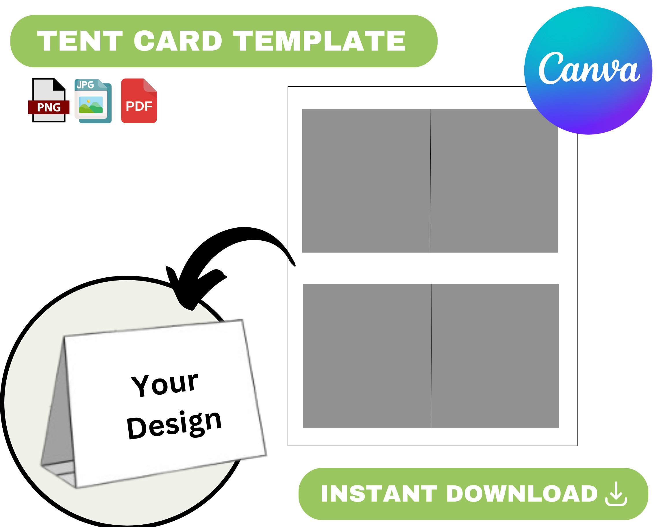 Tent Card Template, Tent Card, Folded Note Card Template, Food Label ...