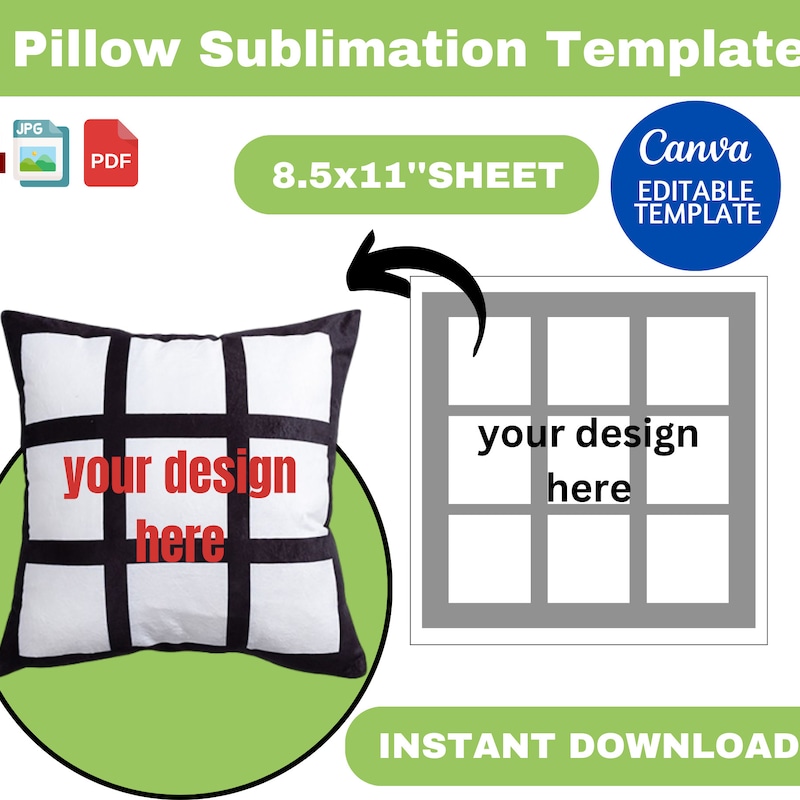 9 Panel Sublimation Pillow Template - Etsy