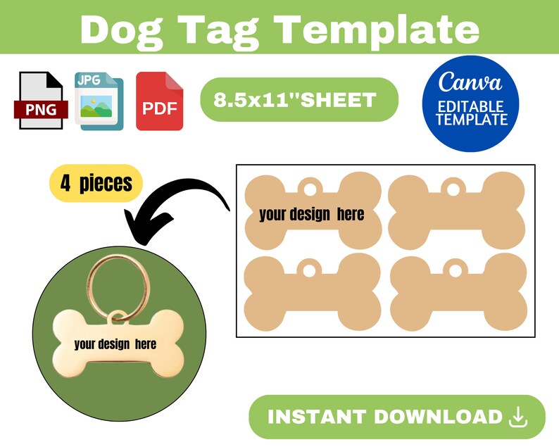 Dog Tag Template, Bone Tag Template, Bone Dog Tag, Dog Tag Sublimation ...