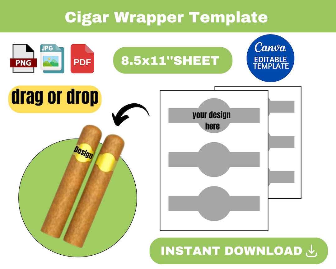 Cigar Wrapper Template, Cigar Wrapper SVG, Cigar Sticker Template ...