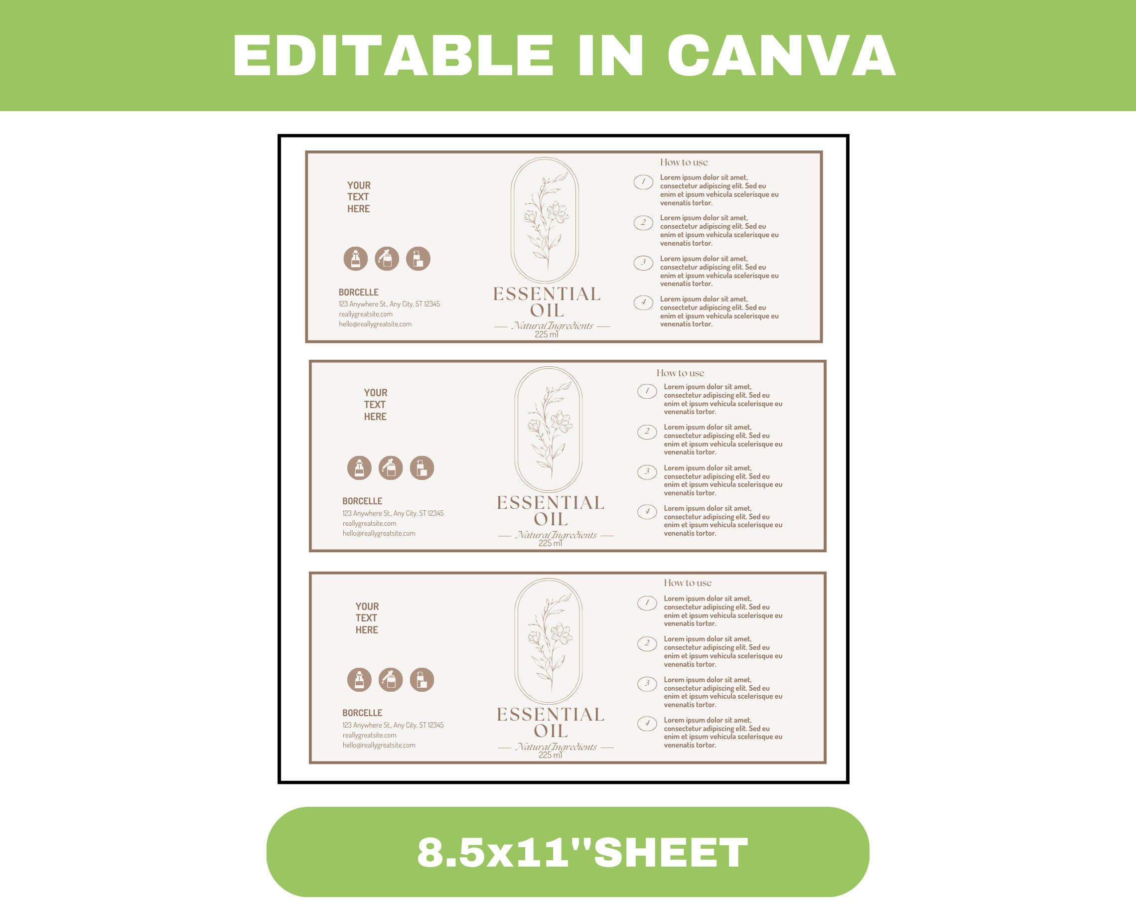 Essential Oil Bottle Label Template, Essential Oil Bottle Label SVG ...