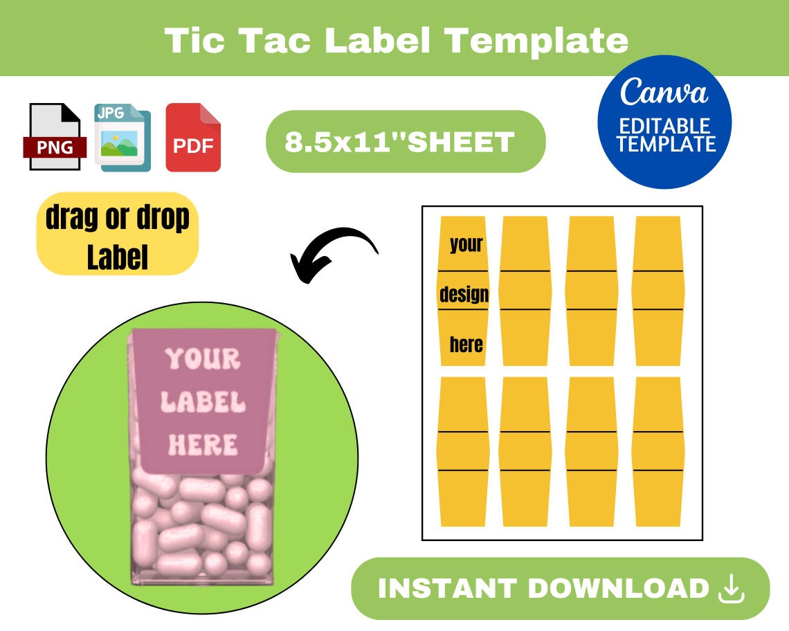 Tic Tac Label Template, Tic Tac Label SVG, Tic Tac Label, Tic Tac Blank ...