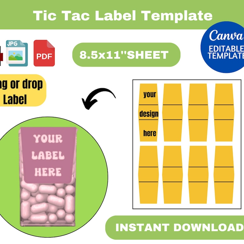 Tic Tac Label - Etsy