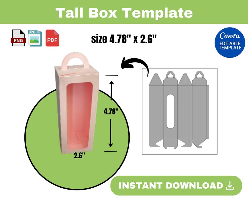 Tall Box Template, Window Box SVG, Box With Handle Template, Size 4 ...