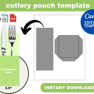 Cutlery Pouch Template, Cutlery Set Template, Cutlery Paper Holder ...