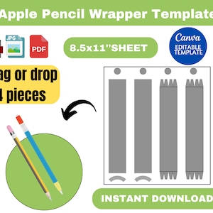 Apple Pencil Wrapper, Apple Pencil Wrapper SVG, Pencil Wrap, Gift ...