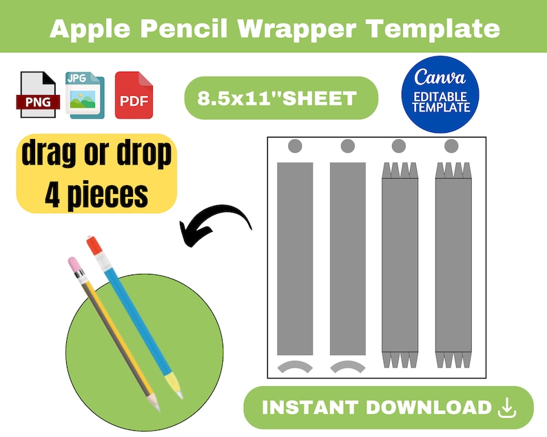 Apple Pencil Wrapper, Apple Pencil Wrapper SVG, Pencil Wrap, Gift ...
