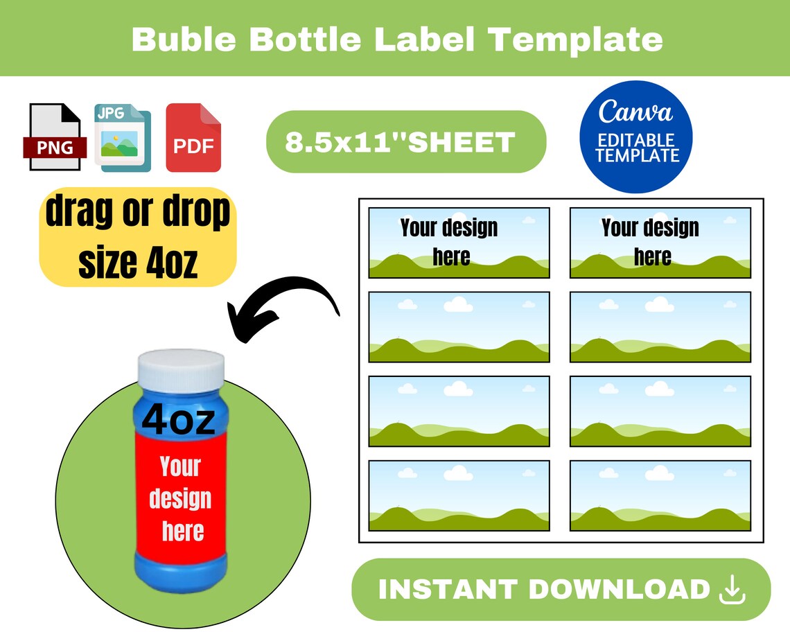 Buble Bottle Labels Template, Buble Bottle Labels Template SVG, Buble ...