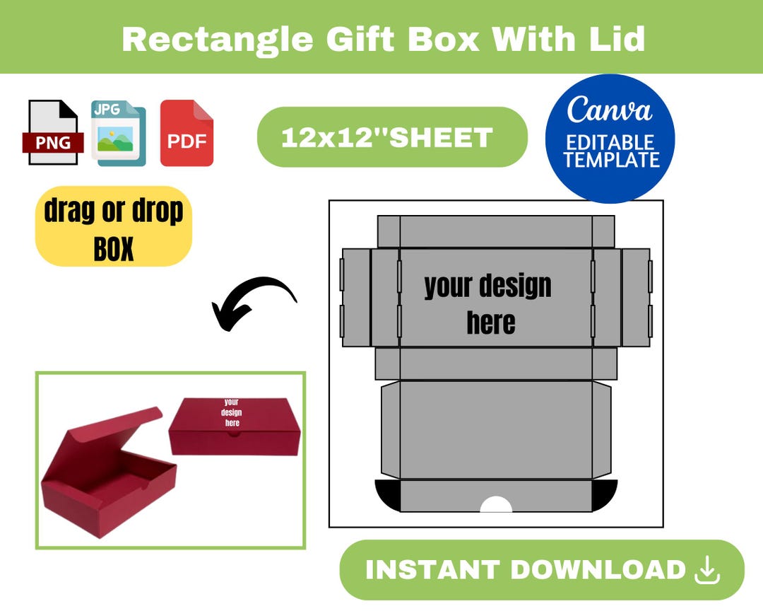 Rectangle Gift Box With Lid, Rectangle Gift Box With Lid SVG, Rectangle ...
