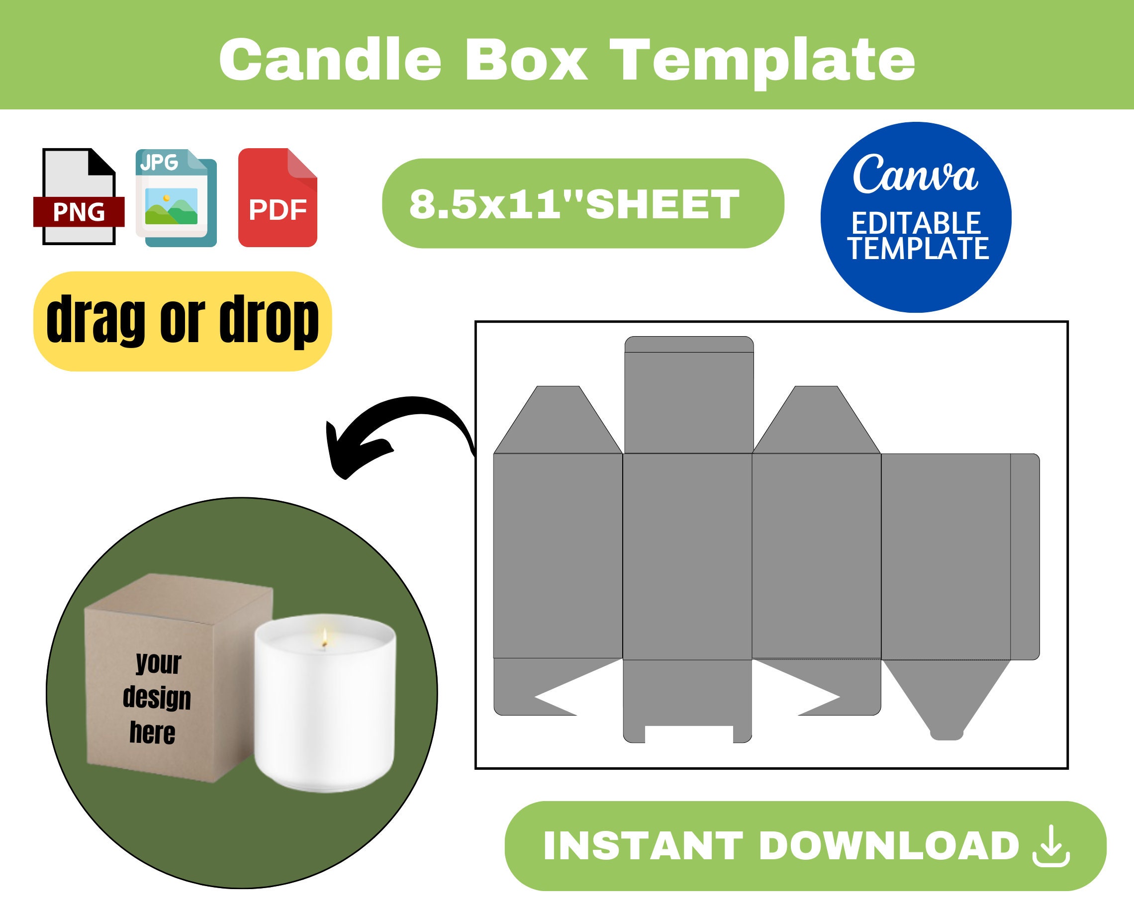 Candle Box Template, Candle Box SVG, Candle Box, Candle Jar Box ...