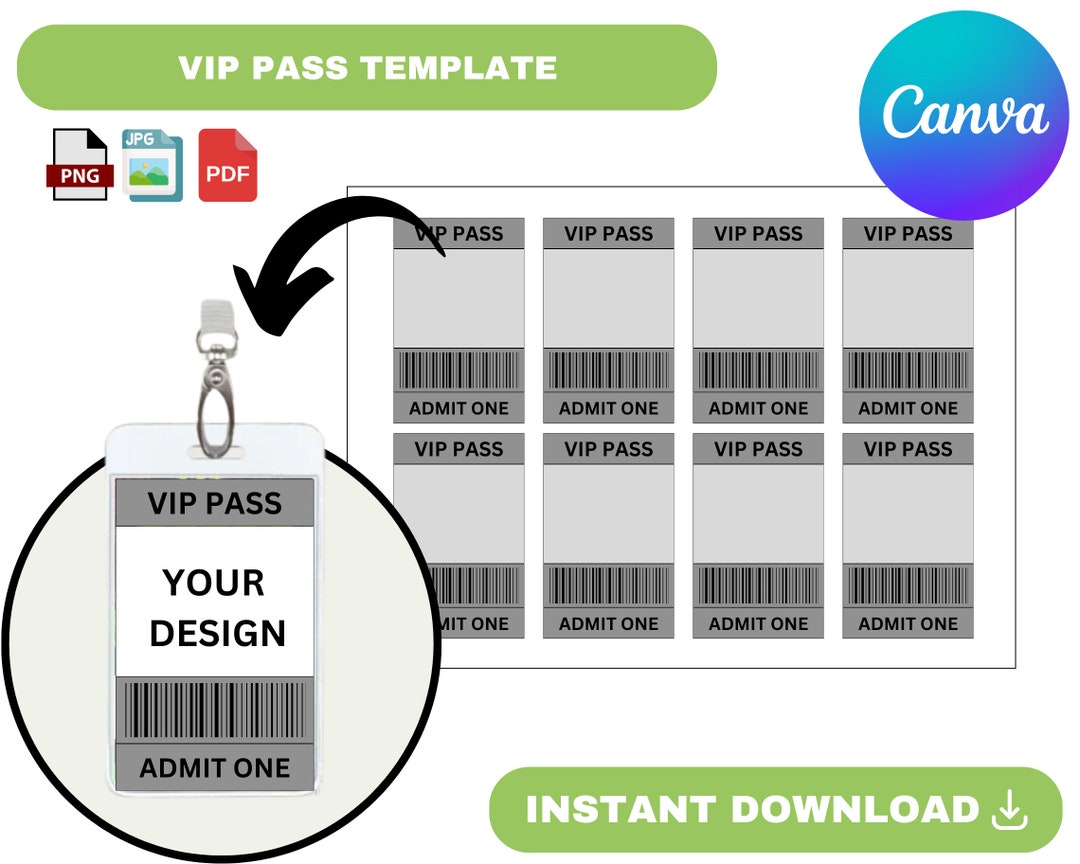 VIP Pass Template, VIP Party Pass Badge, Pass Blank Template, Name Card ...