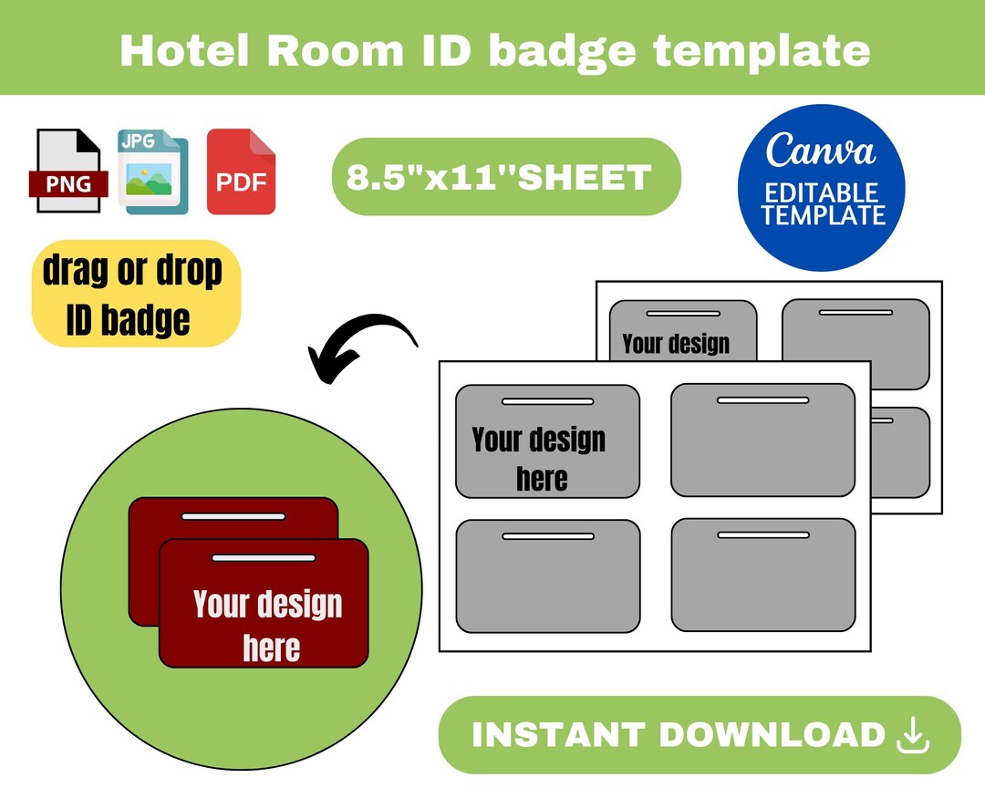 Hotel Room ID Badge Template, Hotel Room ID Badge SVG, Staff Event ...