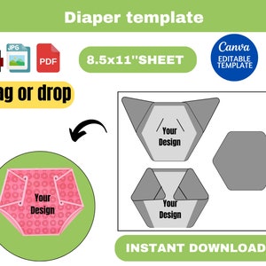 Diaper Template, Baby Boy Girl Diaper SVG Template, Diaper Card, Label ...