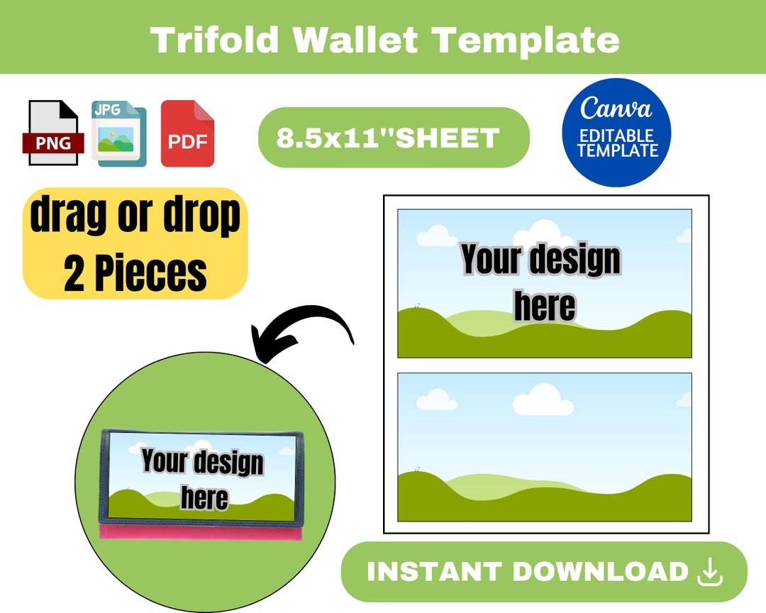 Trifold Wallet Template, Trifold Wallet SVG, Money Wallet, Wallet ...