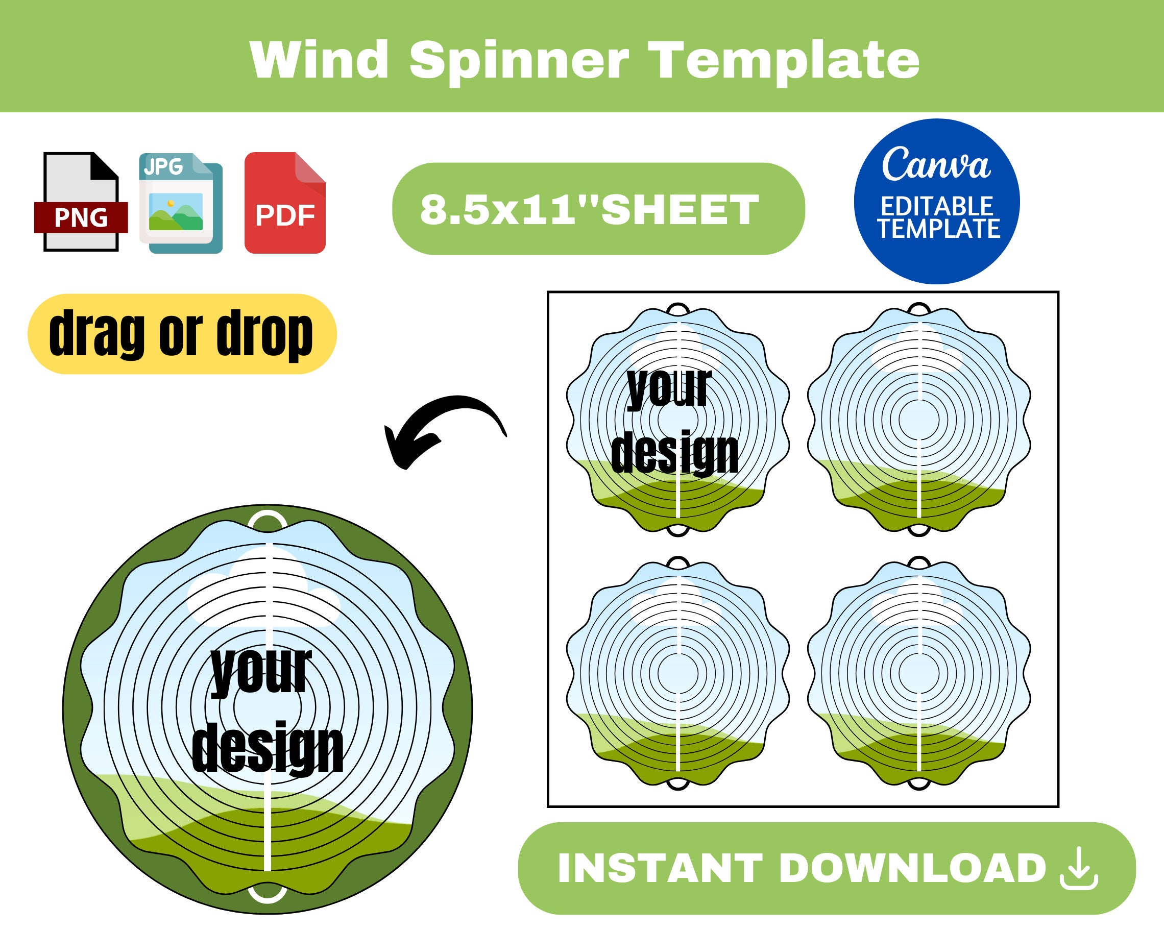 Wind Spinner Template, Wind Spinner Canva Frame, Wind Spinner Svg, Wind ...