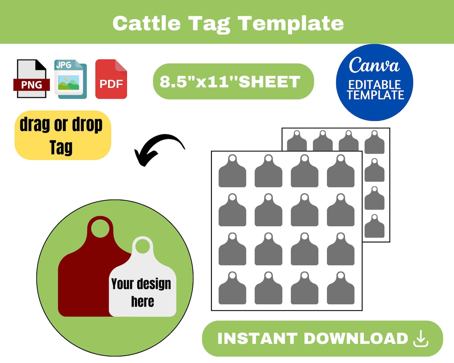Cattle Tag Template, Cattle Tag, Cattle Tag SVG, Cow Tag Keychain ...