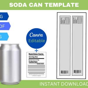 Soda Can Template, Soda Can Label, Pop Can Label, Can Template, Custom ...