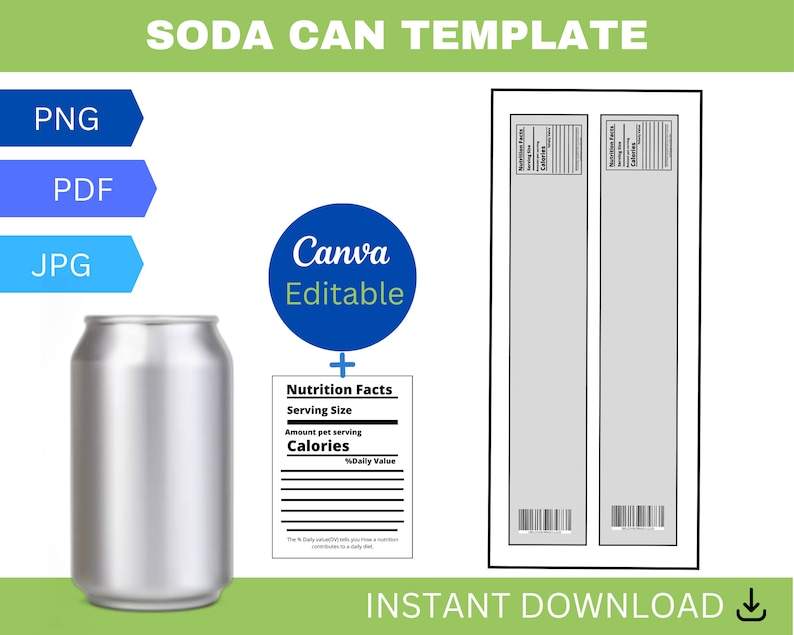 Soda Can Template, Soda Can Label, Pop Can Label, Can Template, Custom ...