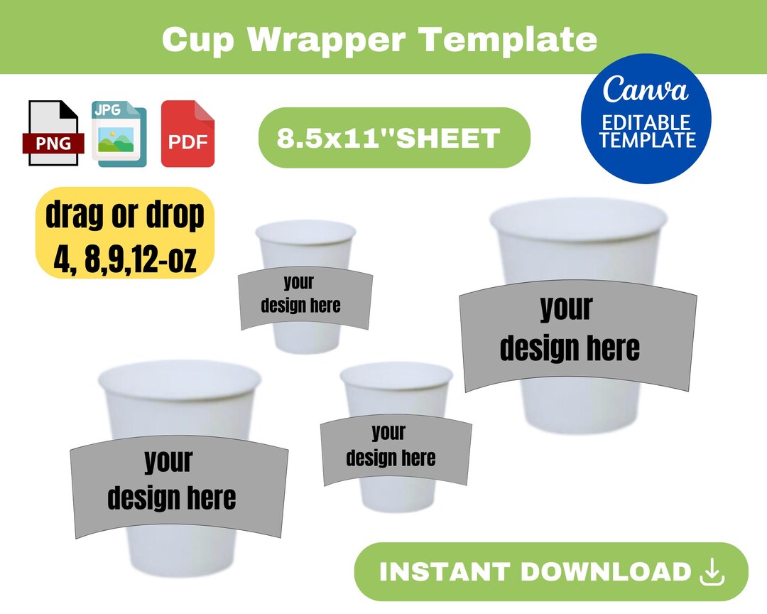 Cup Wrapper Template BUNDLE, Cup Wrapper SVG, Coffee Cup Sleeve ...