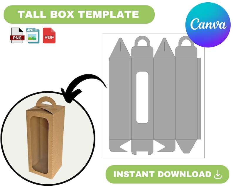 Tall Box Template, Tall Gable Box Template, Doll Box Template, Window ...