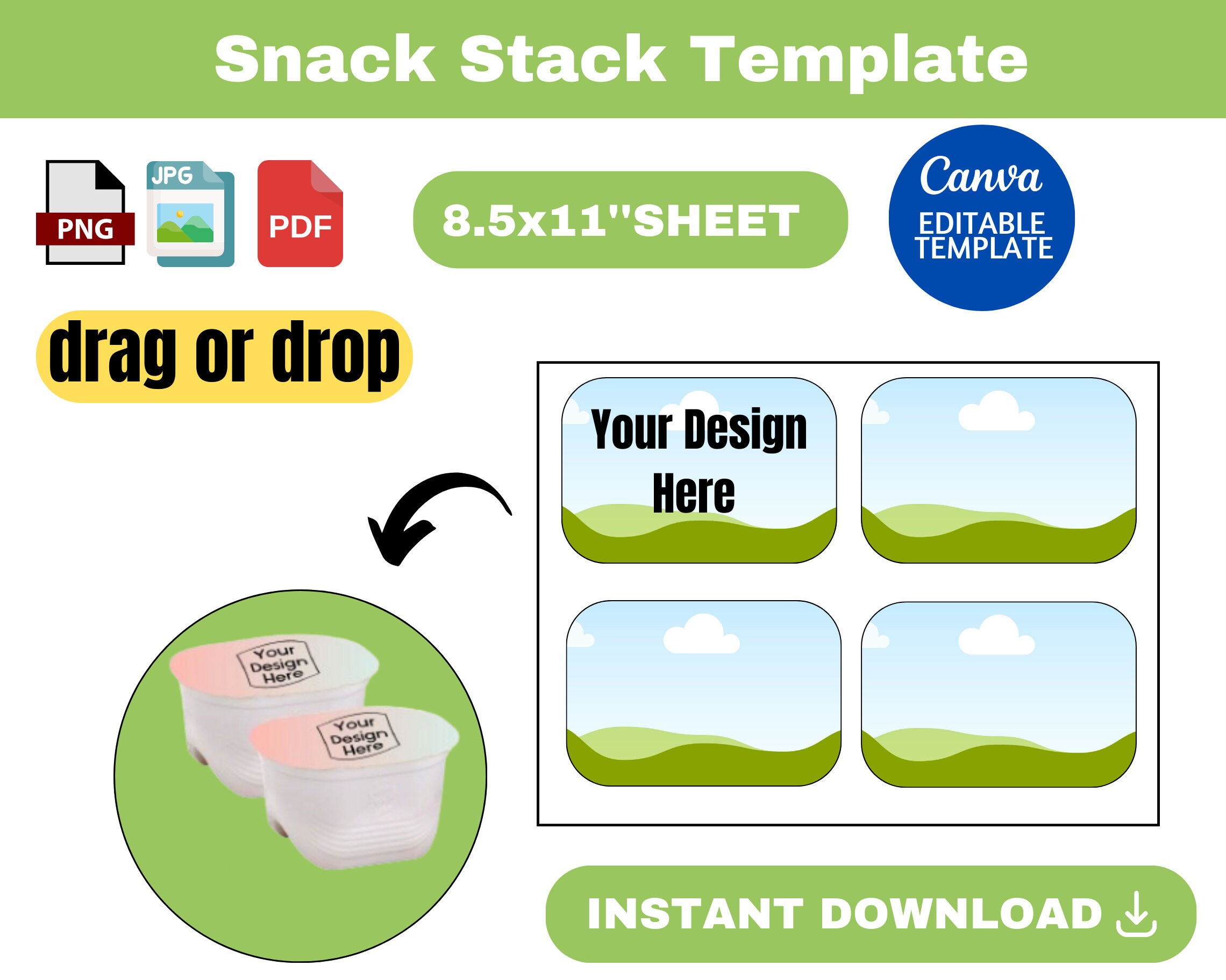 Snack Stack Template, Snack Stack SVG, Chip Topper Label Template, Chig ...