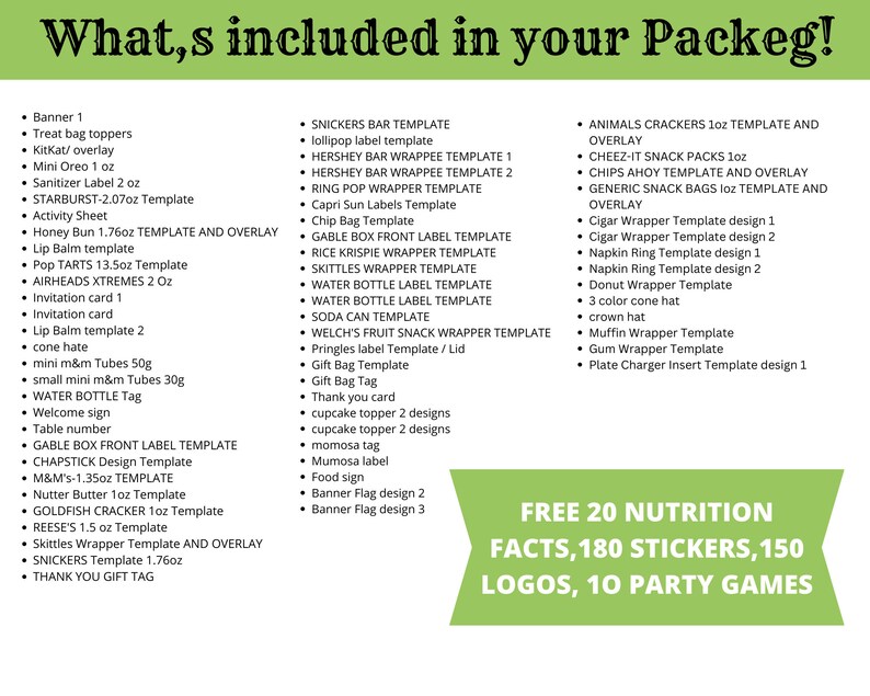 65+ Party Favor Templates Bundle, Party Templates , Chip Bag Template ...