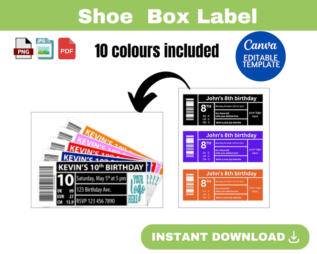 Shoe Box Label, Shoe Box Label SVG, Shoe Sneaker Box Label, Label ...