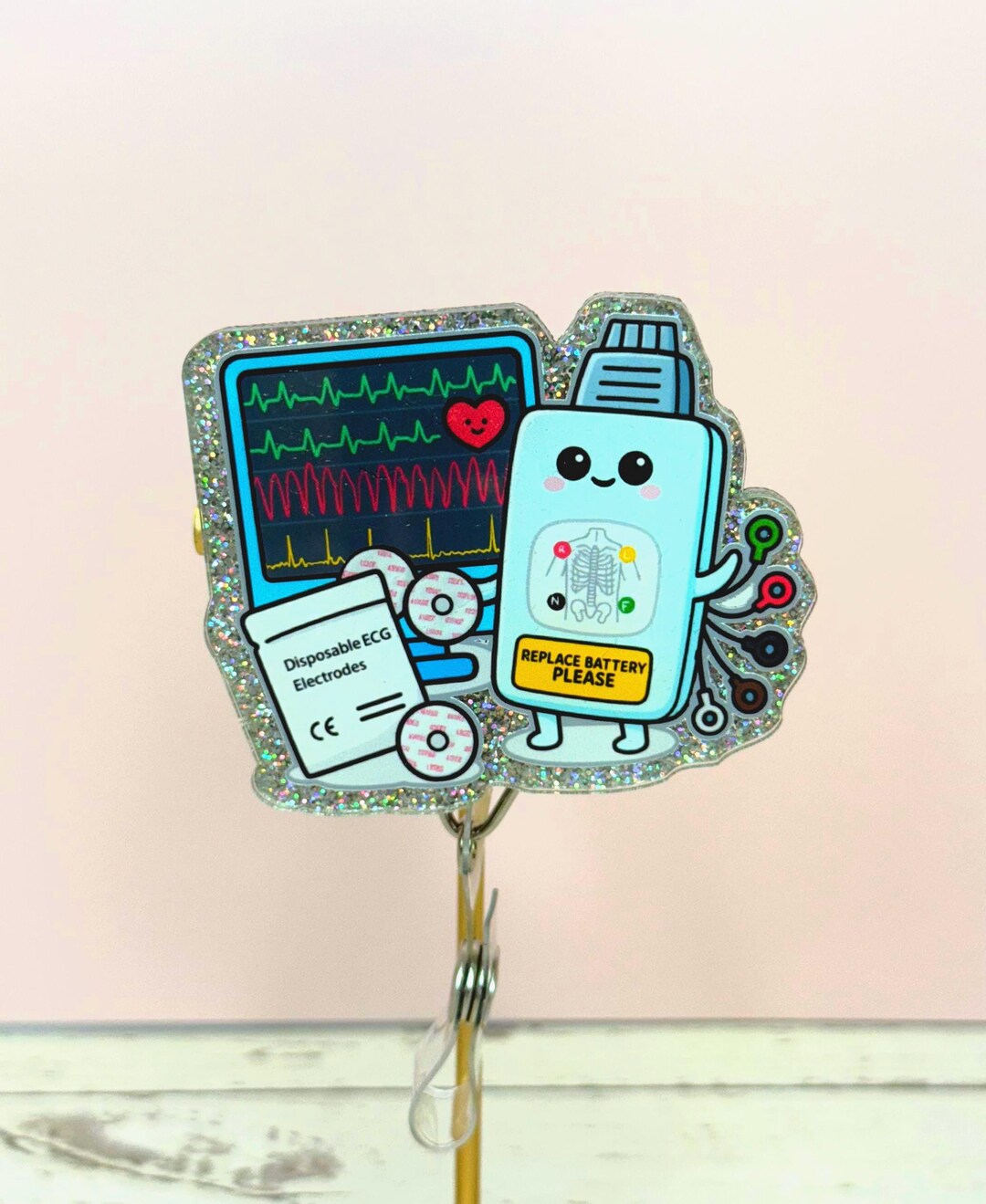 ECG Monitor Badge Reel: Retractable ID Holder, Cardiac Nurse Gift - Etsy
