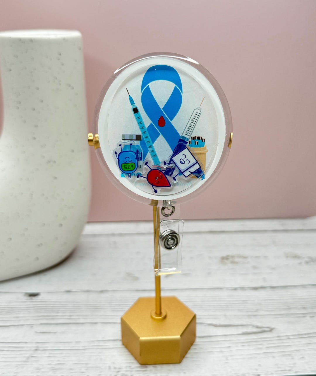 Diabetes Awareness Shaker Badge Reel: T1D Endocrinology Gift - Etsy