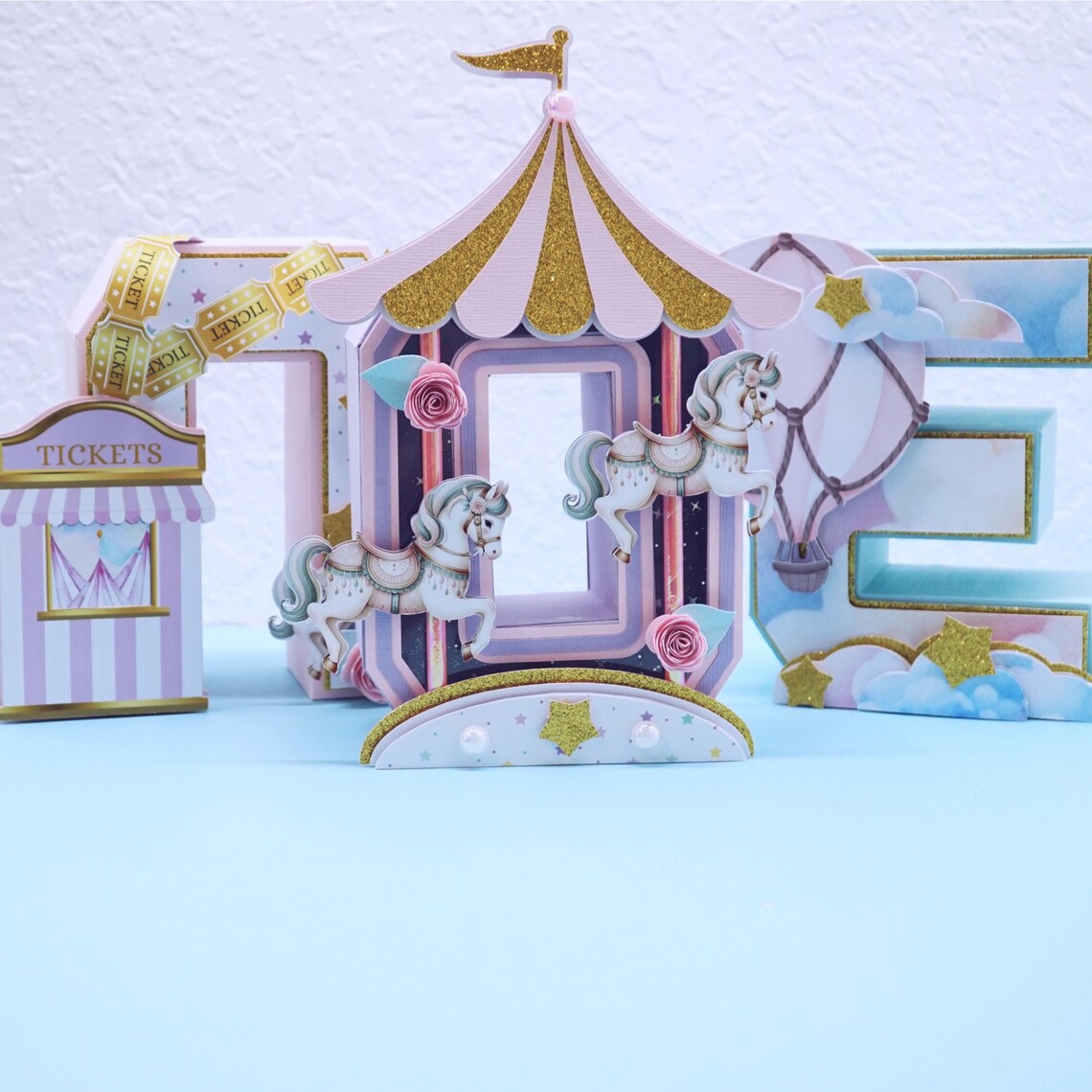 Carousel 3D Letter ONE: Magical 1st Birthday Party Decoration - Etsy