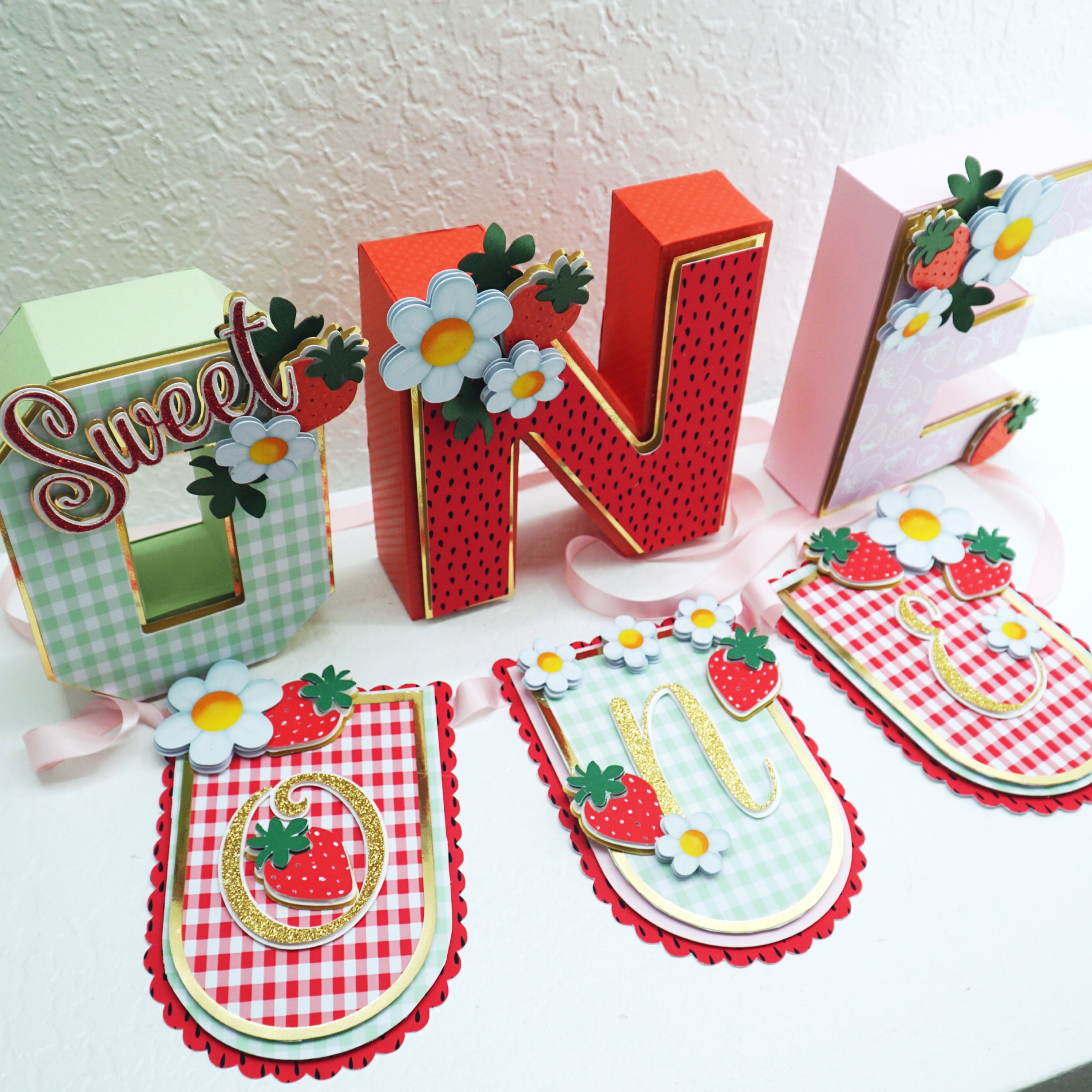 Strawberry Letters, Strawberry Shortcake, ONE Birthday, Personalized ...