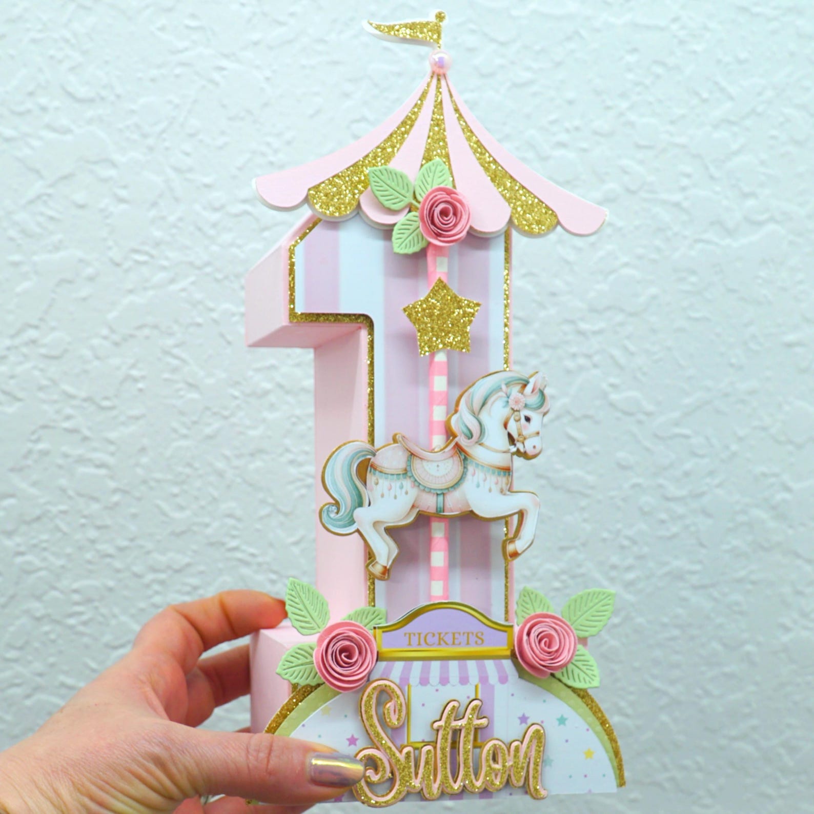 Carousel 3D Number One: Circus Birthday Decoration - Etsy