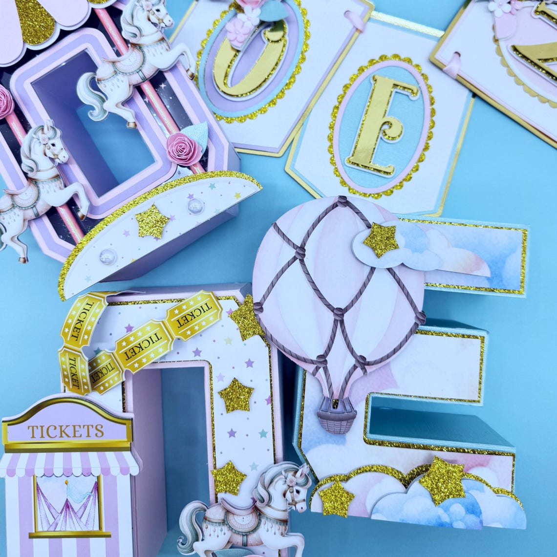 Carousel 3D Letter ONE: Magical 1st Birthday Party Decoration - Etsy