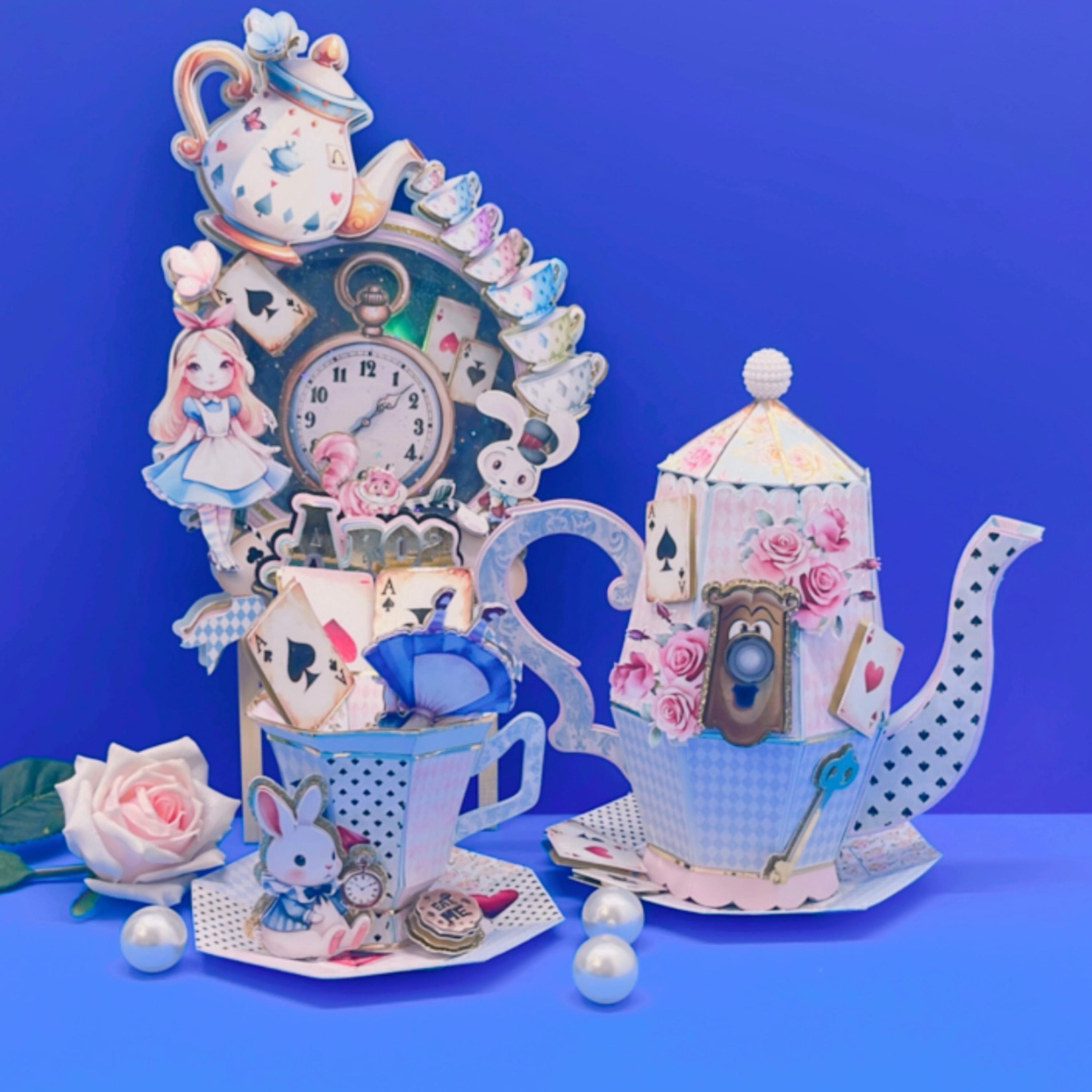 Mad Hatter Teapot Centerpiece: Handmade Cardstock Tea Party - Etsy