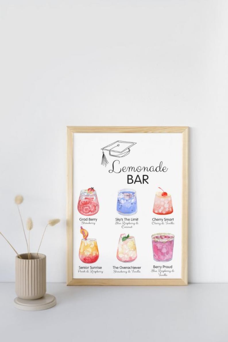Graduation Lemonade Bar Sign | Canva Template | Printable Party Drink ...