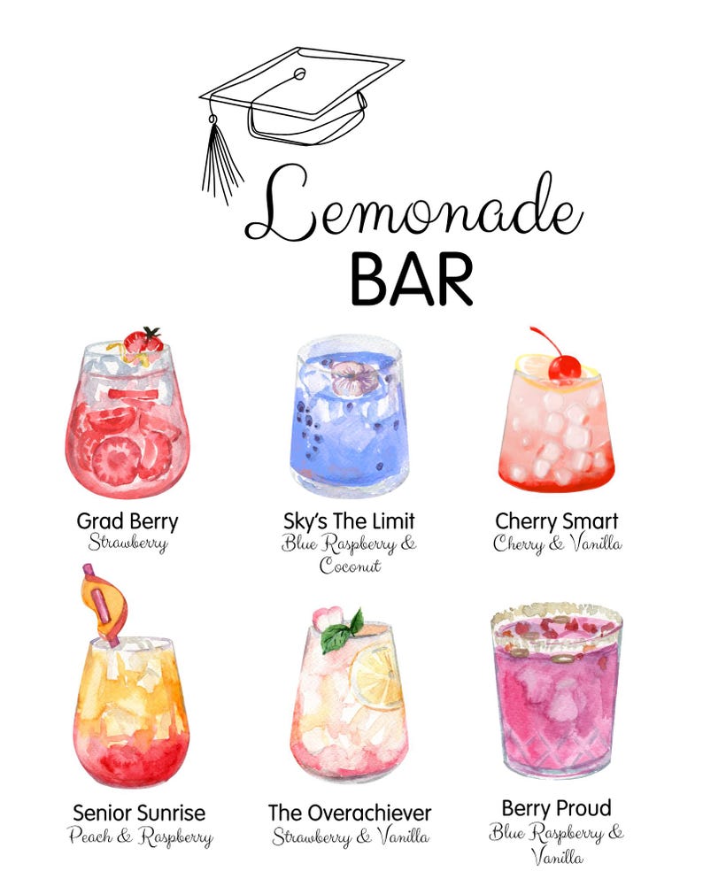 Graduation Lemonade Bar Sign | Canva Template | Printable Party Drink ...
