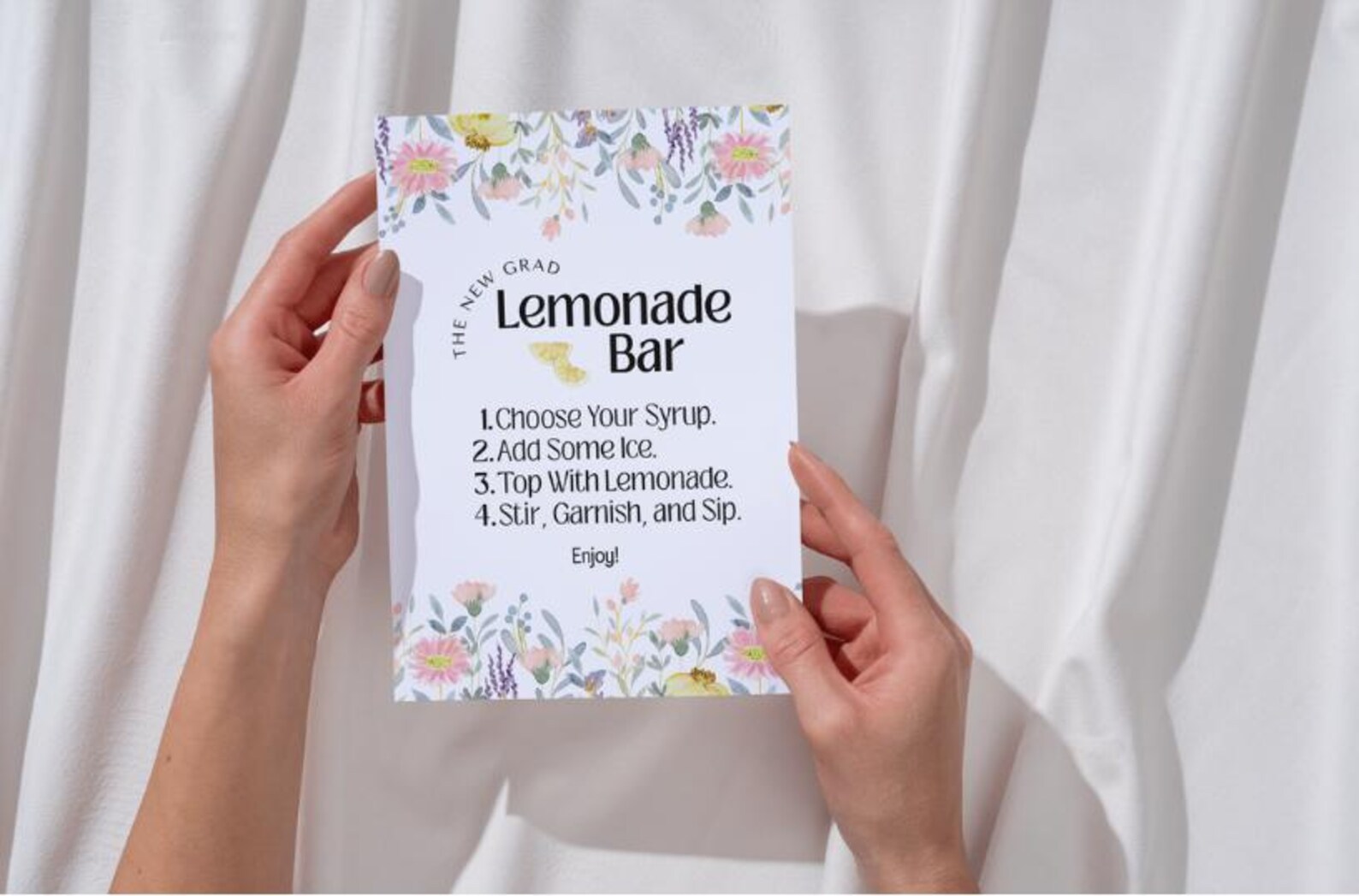 Graduation Lemonade Bar Sign | Printable Floral Drink Station Sign ...