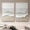 Abstract Ocean Wave Wall Art, White and Beige 3D Textured Painting on Canvas, Minimalist Wall ...
