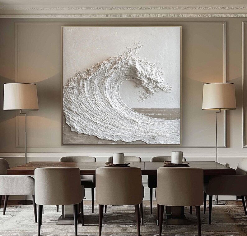 White 3D Texture Wall Art,white and Gray Ocean Wave Wall Art,minimalist Abstract Wave Painting ...
