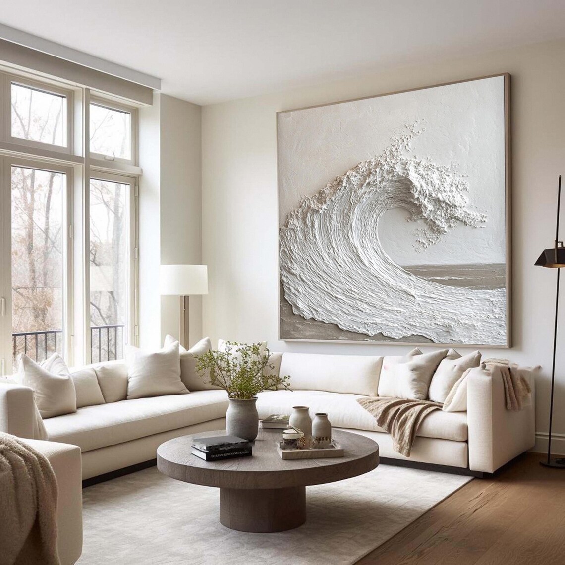White 3D Texture Wall Art,white and Gray Ocean Wave Wall Art,minimalist Abstract Wave Painting ...