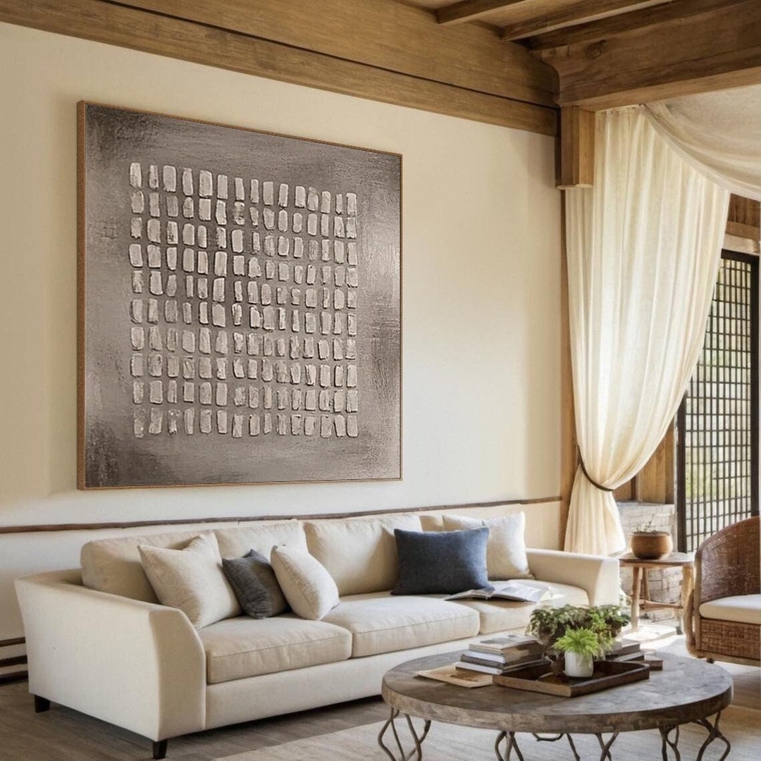 Large Contemporary Abstract Painting on Canvas,gray Textured Wall Art ...
