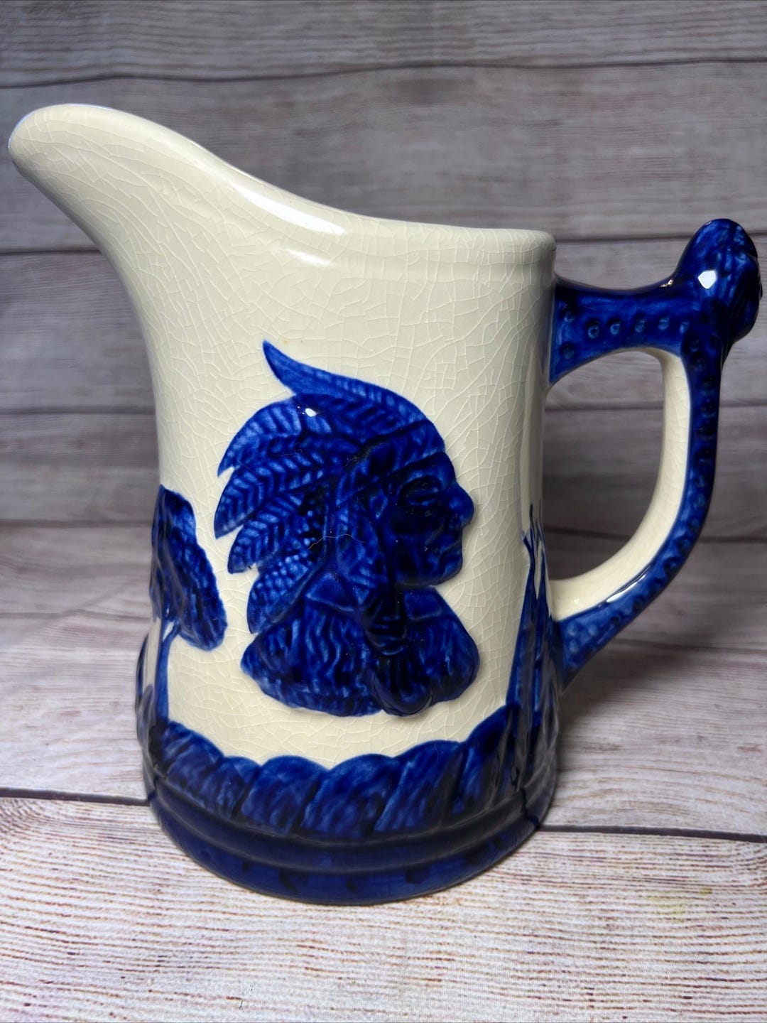 Sleepy Eye Stoneware Pottery Pitcher 8 Indian Chief Tepee Design ...